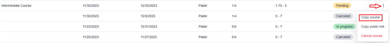 Create and Manage a course – Playtomic Manager