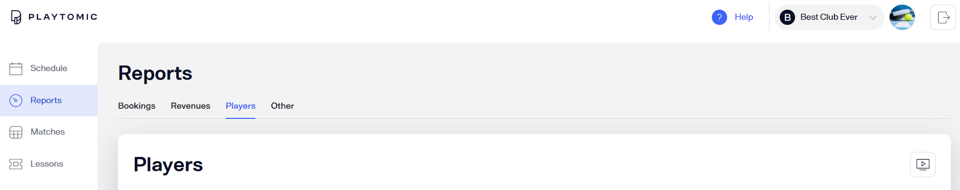 Players reports – Playtomic Manager
