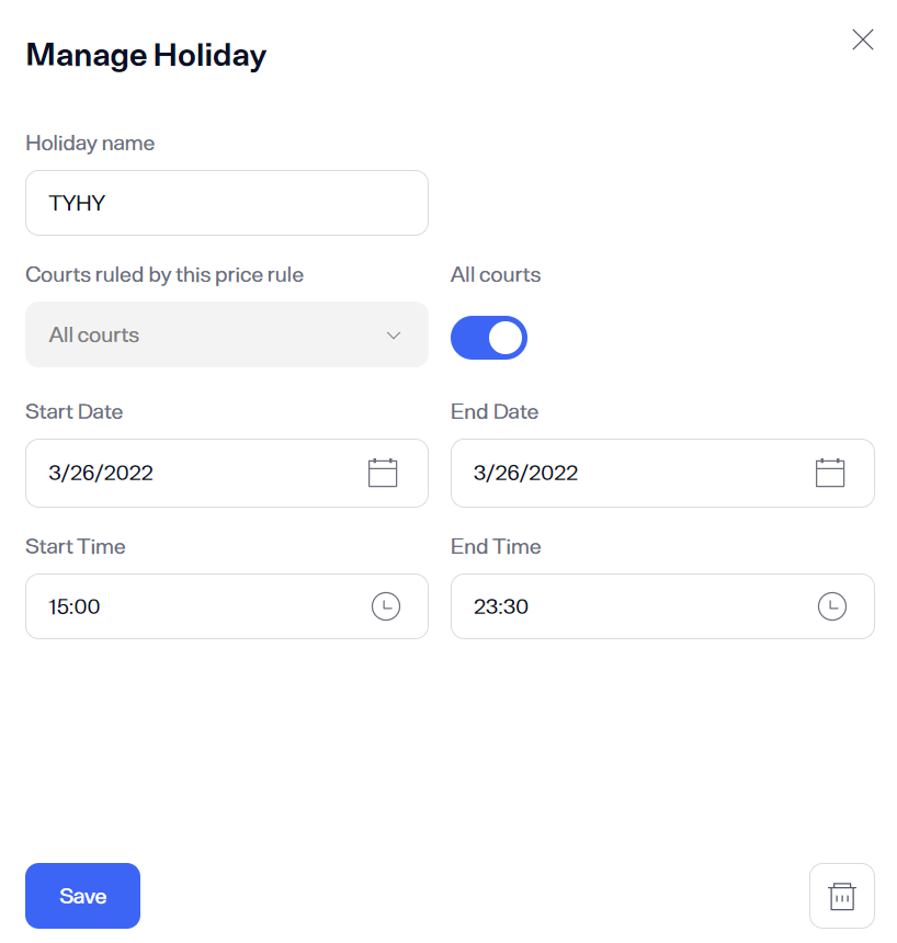 How to add/edit/delete Holidays – Playtomic Manager