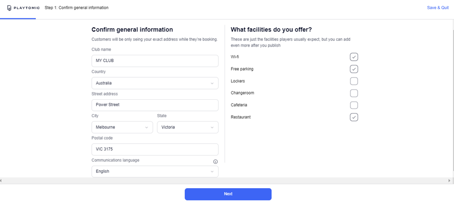 Complete the setup of your Club – Playtomic Manager