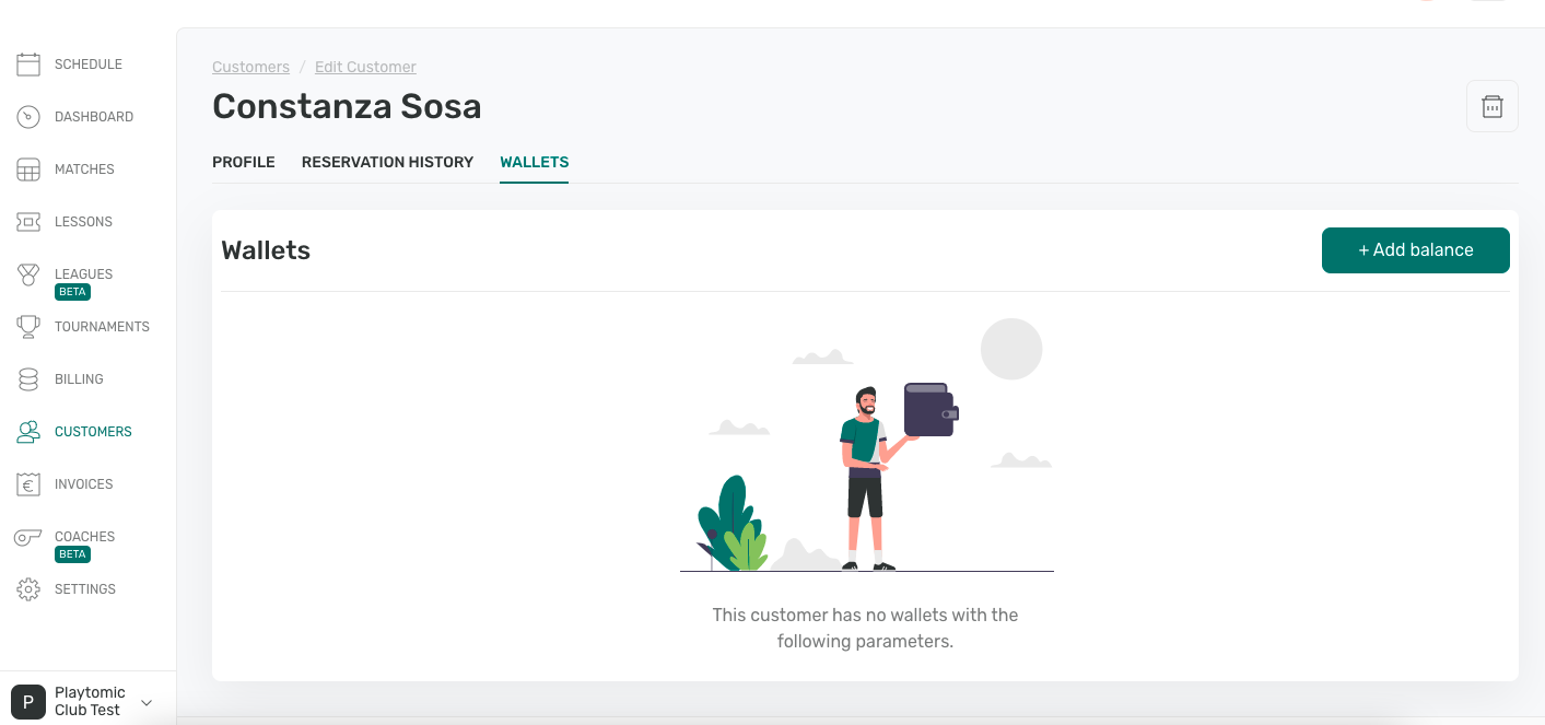 Club or Merchant Wallets – Playtomic Manager