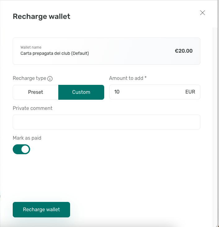 Club or Merchant Wallets – Playtomic Manager