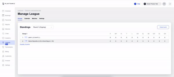 How to manage teams in a League – Playtomic Manager